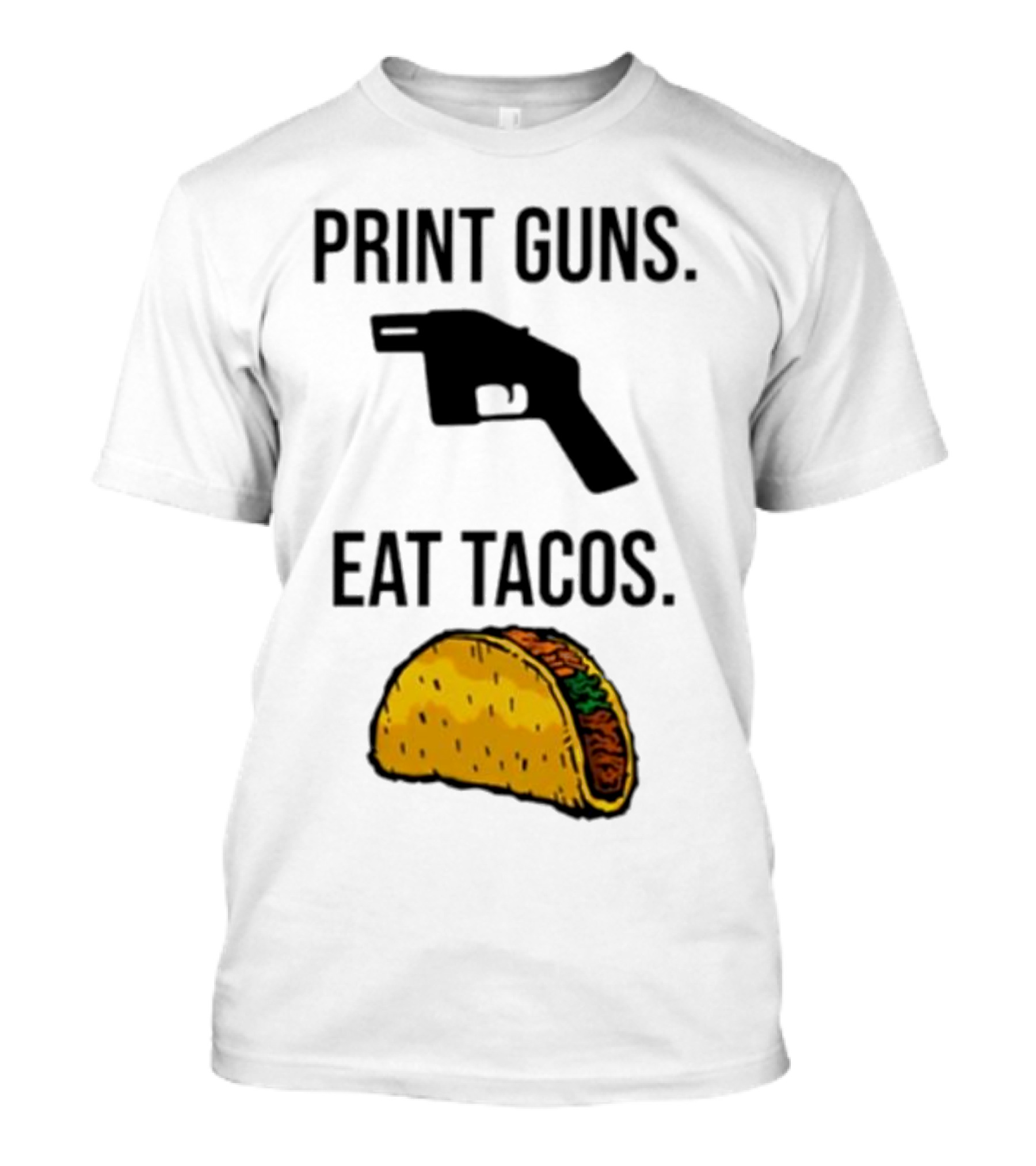 Print Guns Pistol Icon Eat Tacos Mexican Food T-Shirt