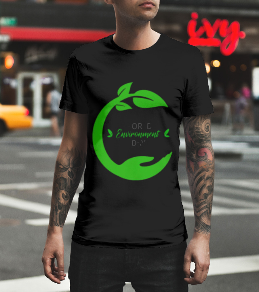 World Environment Day Green Leaf Circle Earth Protection T-Shirt