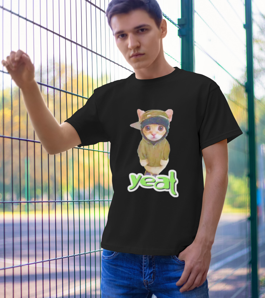 Yeat Cat Funny Hoodie And Cap Cat Image T-Shirt