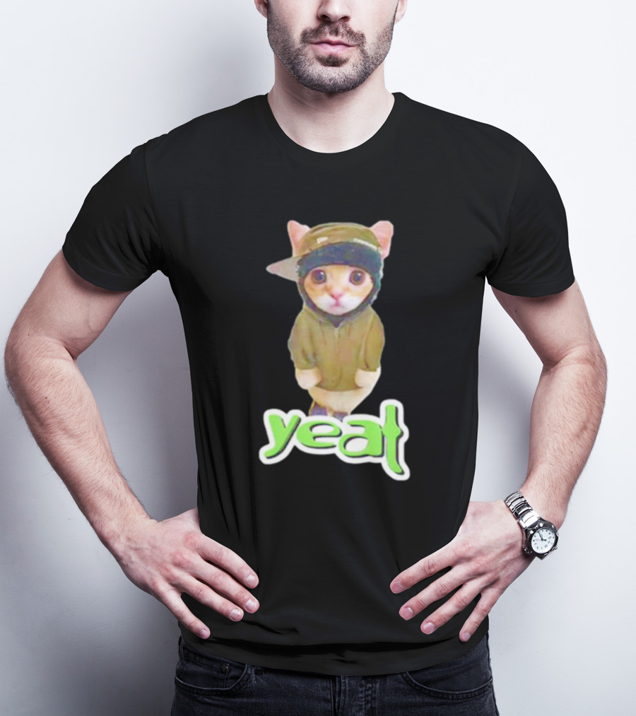 Yeat Cat Funny Hoodie And Cap Cat Image T-Shirt