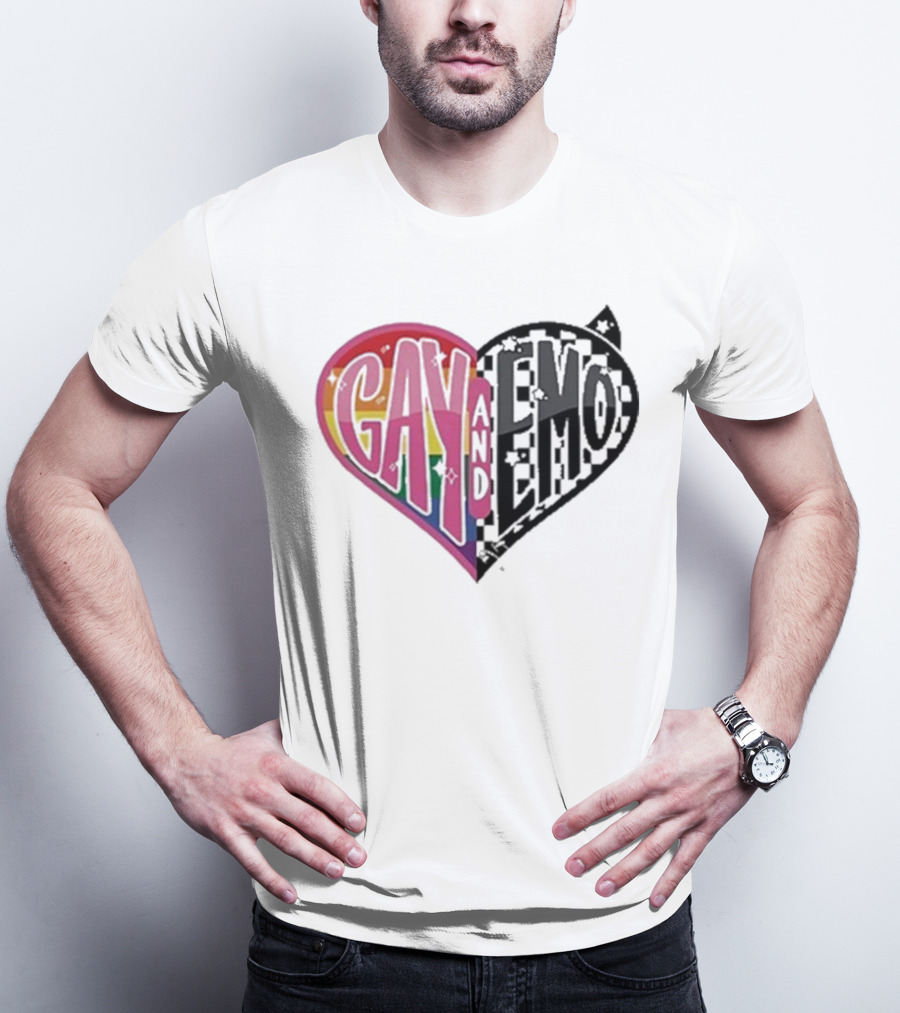 Gay And Emo Rainbow Heart T-Shirt
