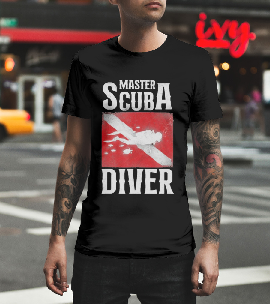 Master Scuba Diver Red Flag Diver Down T-Shirt