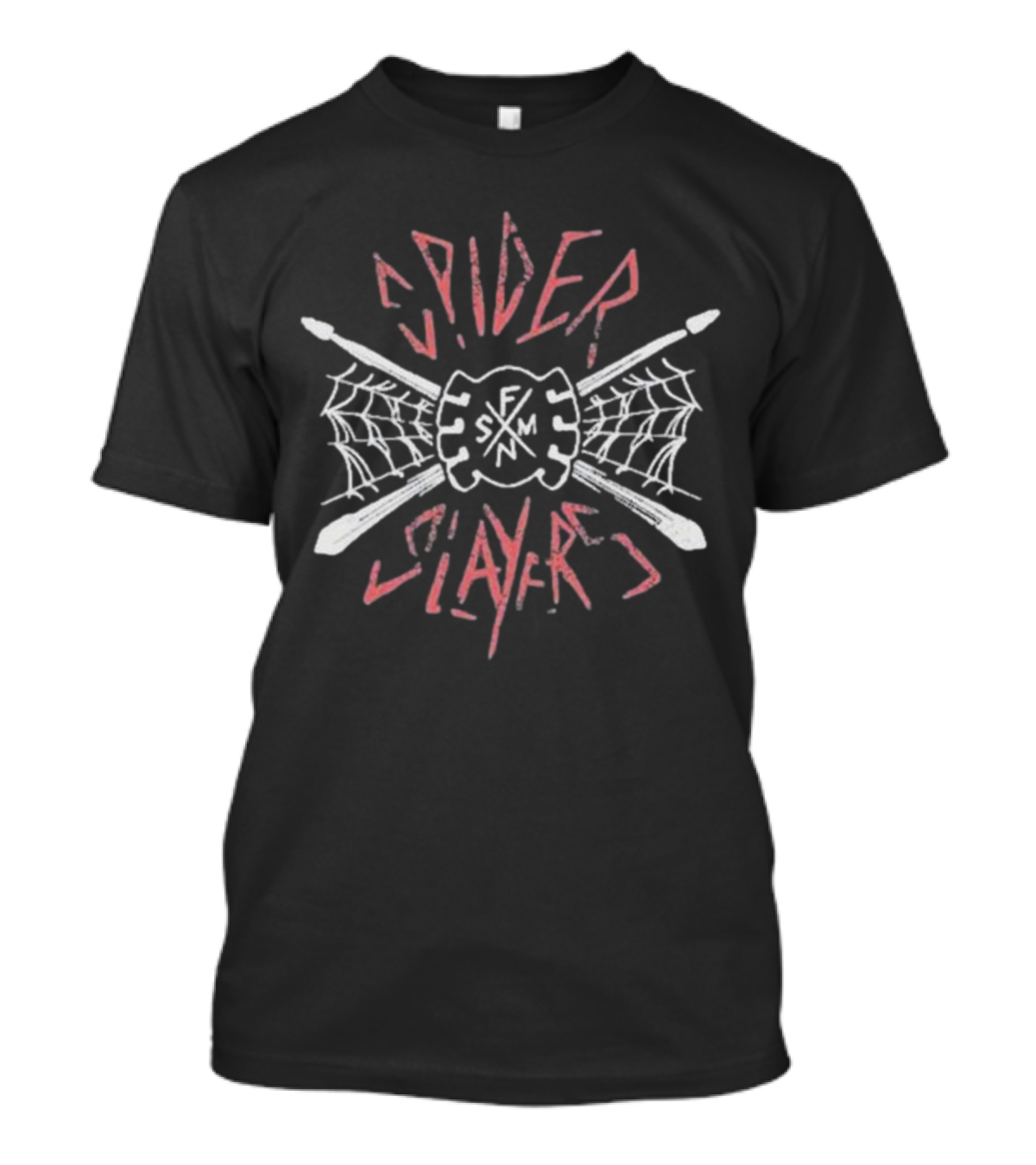 Spider Slayers SFMA Charcoal Drumsticks Web Crossed T-Shirt