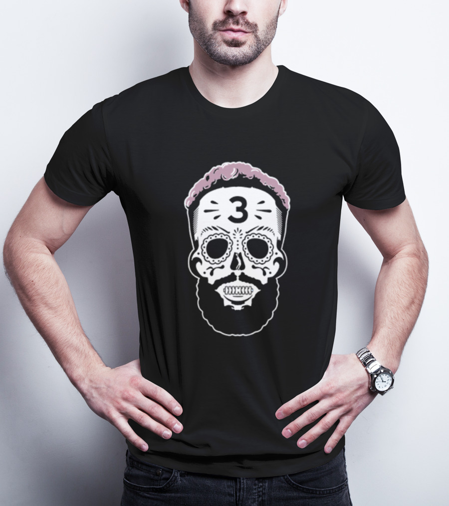 Sugar Skull Beard Art Pink Edition 3 T-Shirt