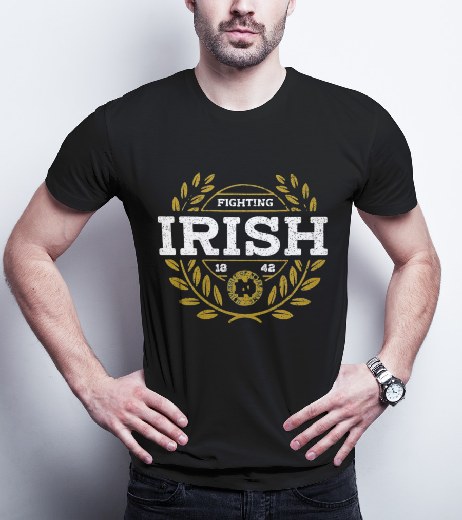 Fighting Irish University Of Notre Dame Established 1842 Laurel Emblem T-Shirt