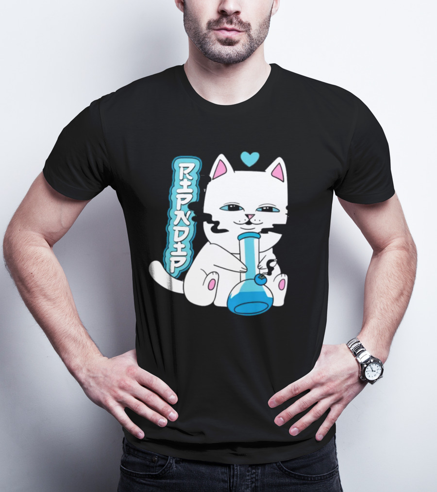 Ripndip Clothing Cat With Bong And Heart Motif T-Shirt