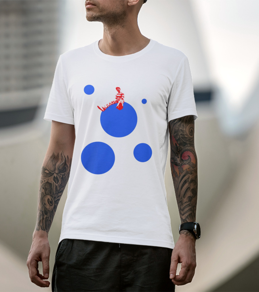 Harry's Styles Merch Red Figure Blue Polka Dot T-Shirt