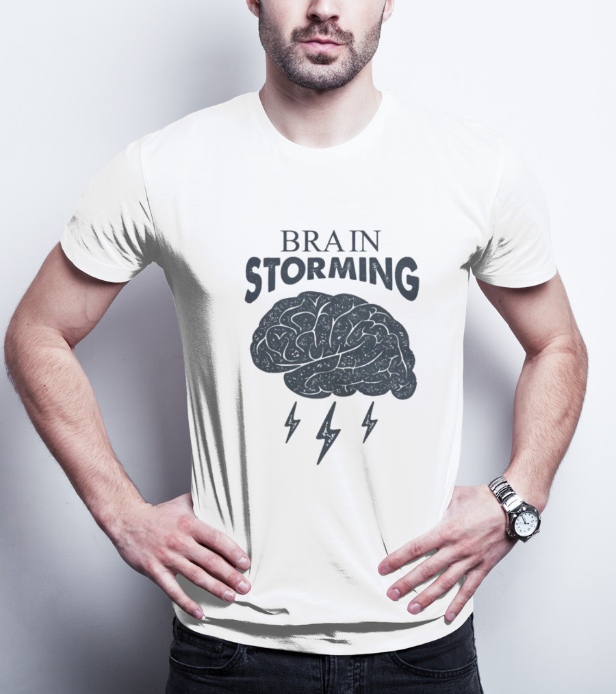 BRAIN STORMING Brain With Lightning Bolts T-Shirt