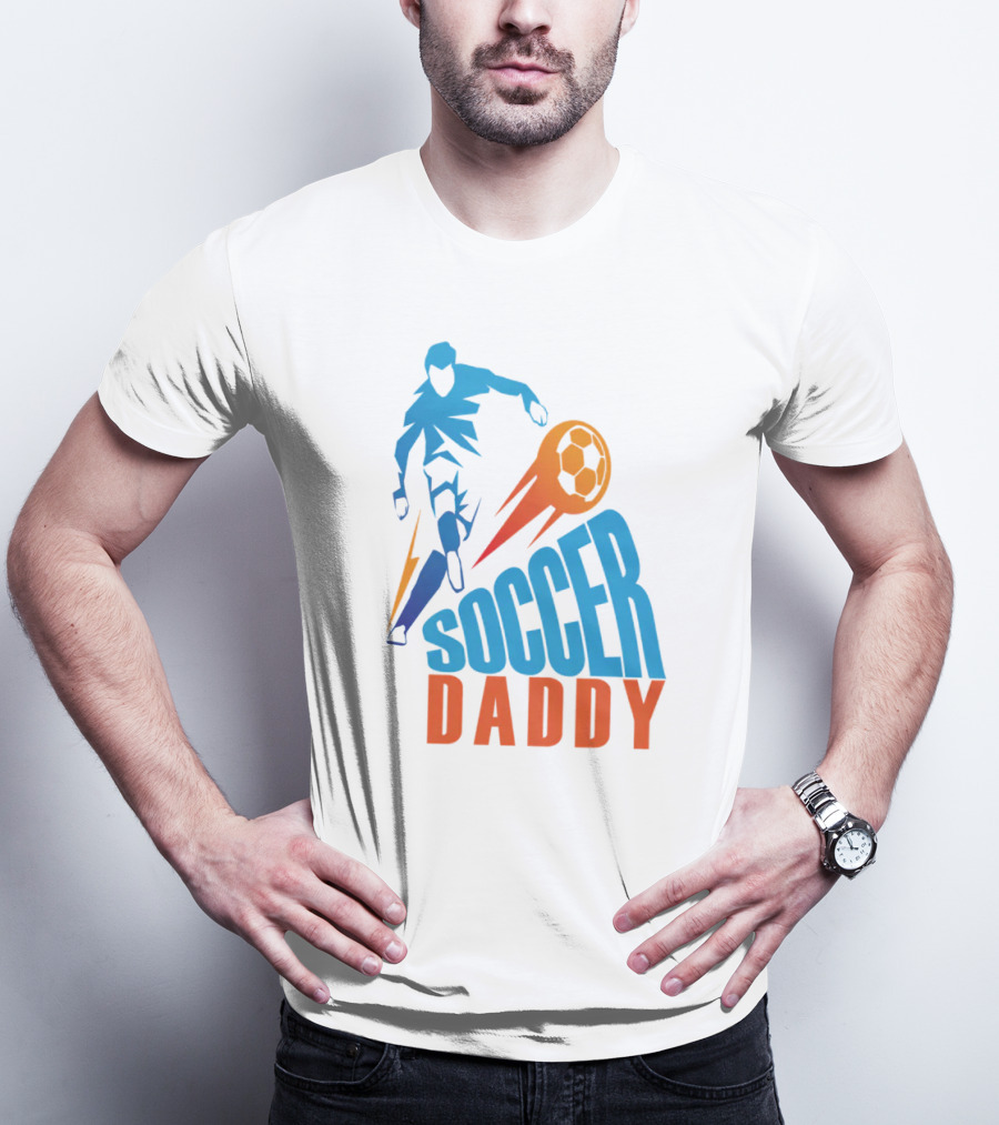 Soccer Daddy Blue Orange Football T-Shirt
