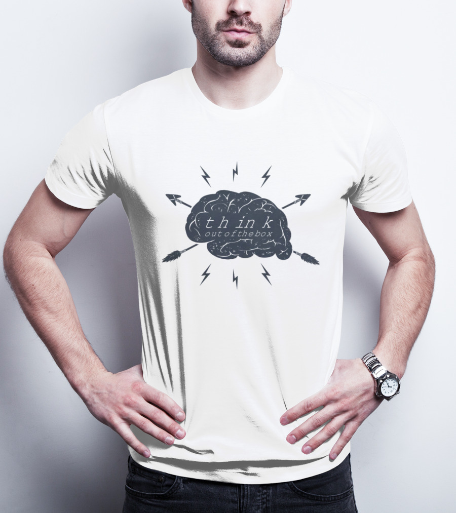 Think Out Of The Box Brain With Arrows And Lightning Bolts T-Shirt
