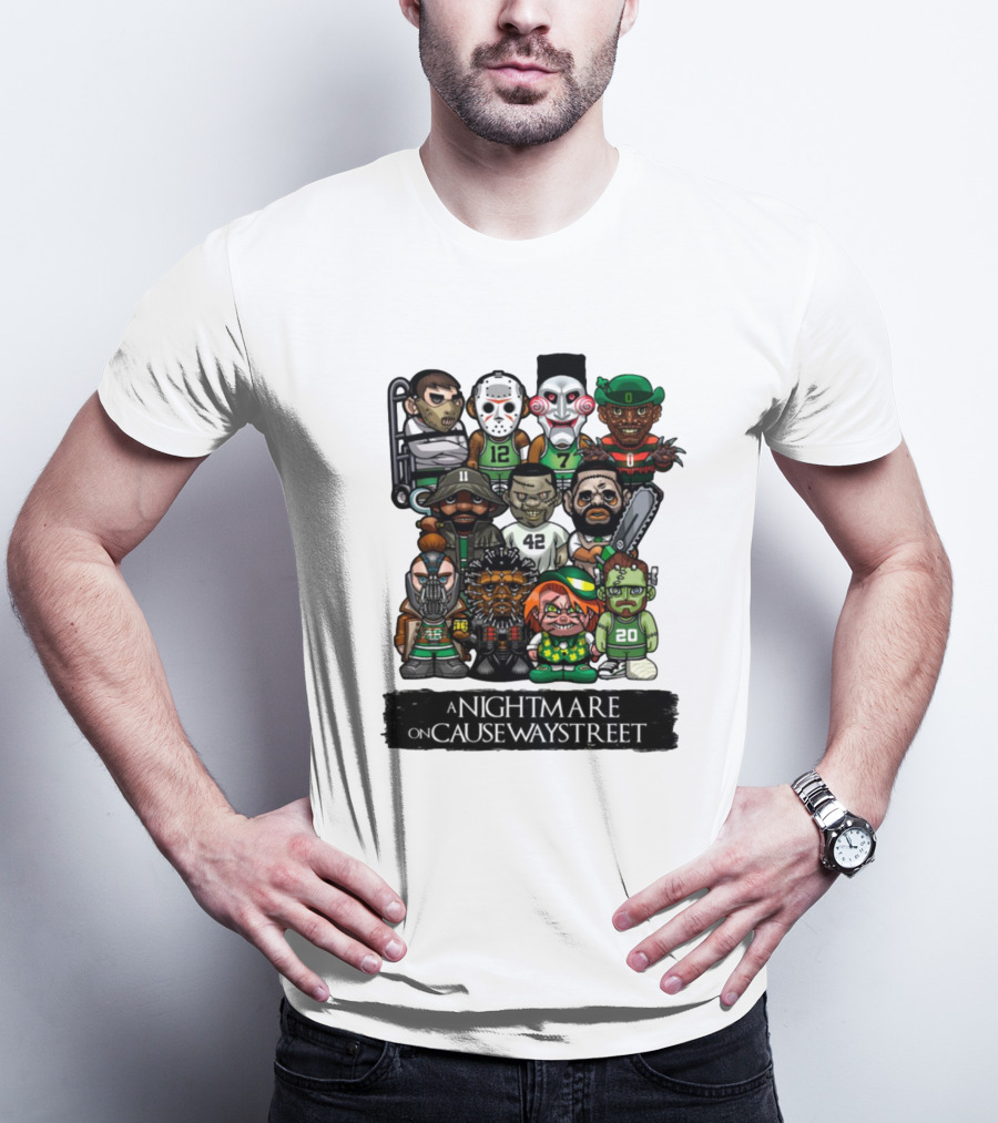 A Nightmare On Causeway Street With Horror Characters And Sports Themes T-Shirt