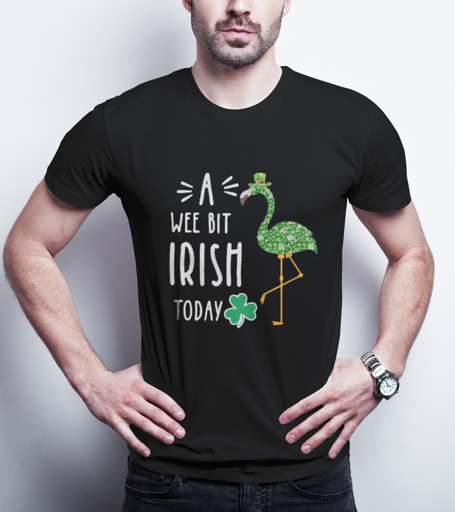 A Wee Bit Irish Today Flamingo Shamrock St Patrick’s Day T-Shirt