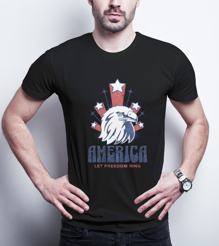 America Let Freedom Ring Bald Eagle Stars T-Shirt