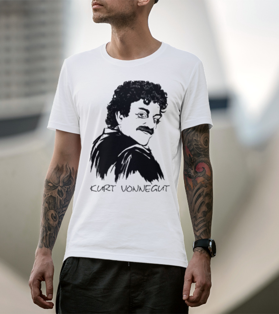 Kurt Vonnegut Black And White Stylized T-Shirt