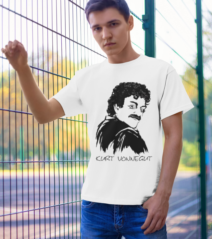 Kurt Vonnegut Black And White Stylized T-Shirt