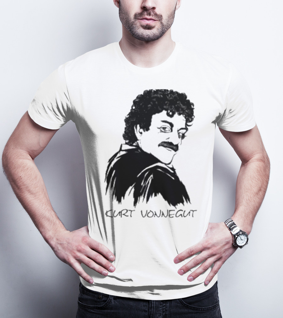 Kurt Vonnegut Black And White Stylized T-Shirt