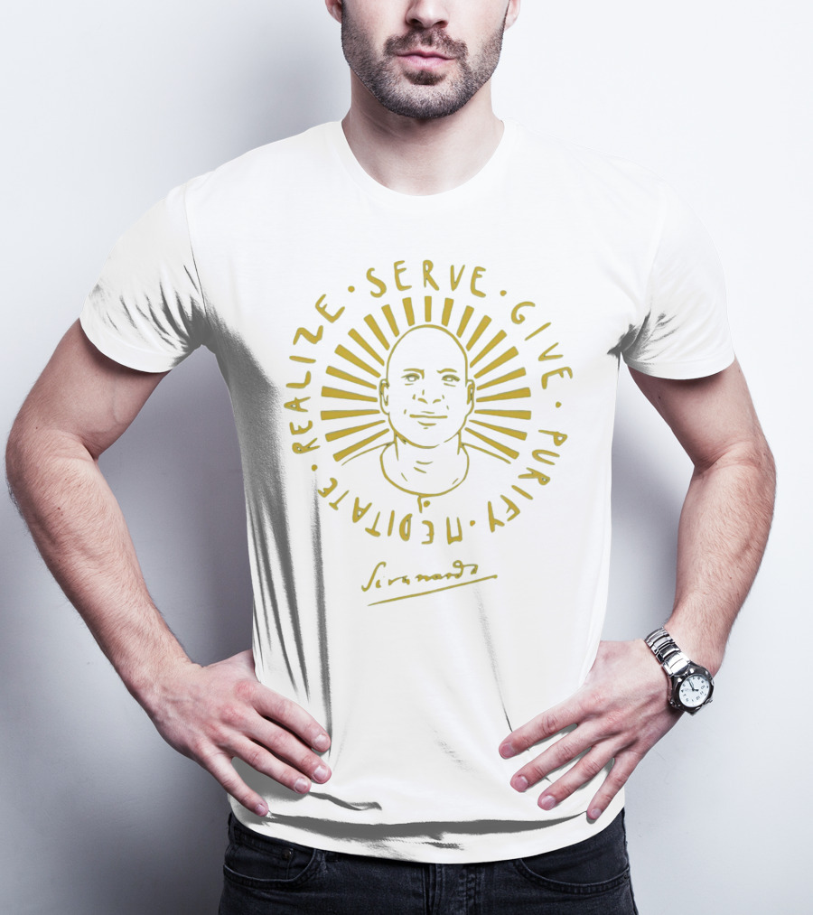 Swami Sivananda Serve Give Purify Meditate Realize Sunburst T-Shirt