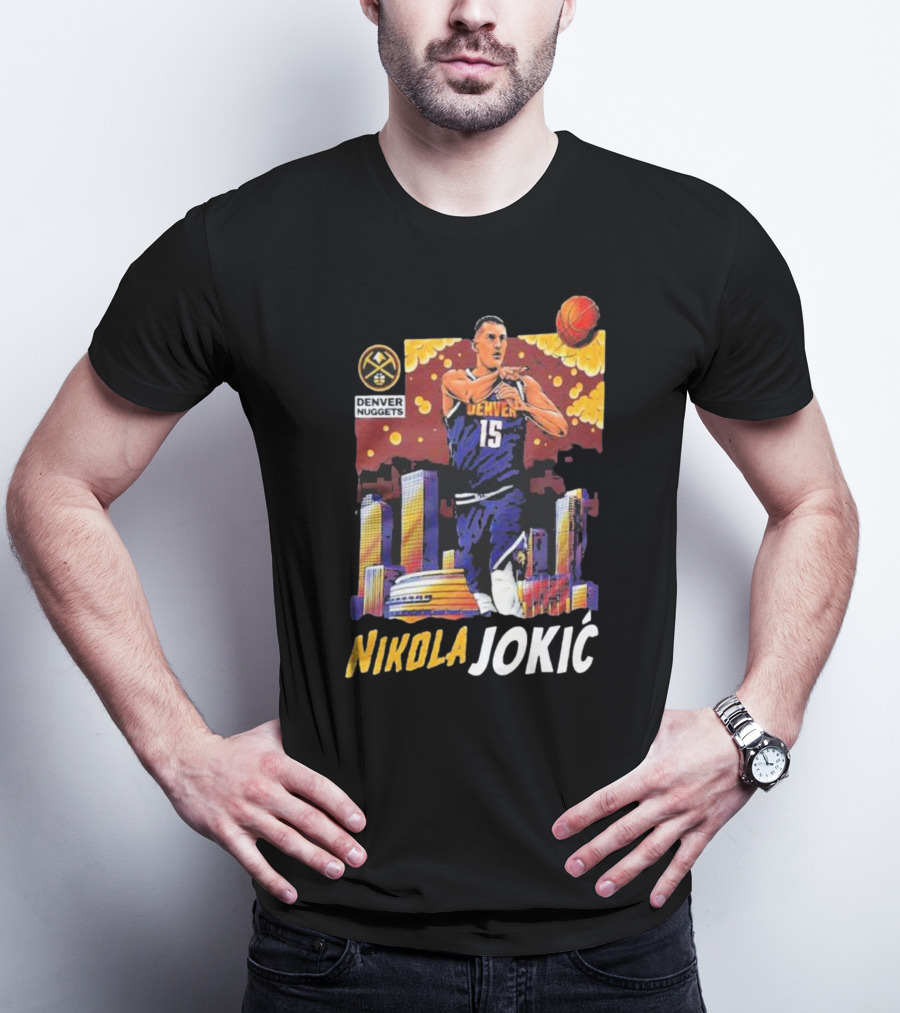 Nikola Jokic Denver Nuggets Nba Player Basketball Skyline T-Shirt