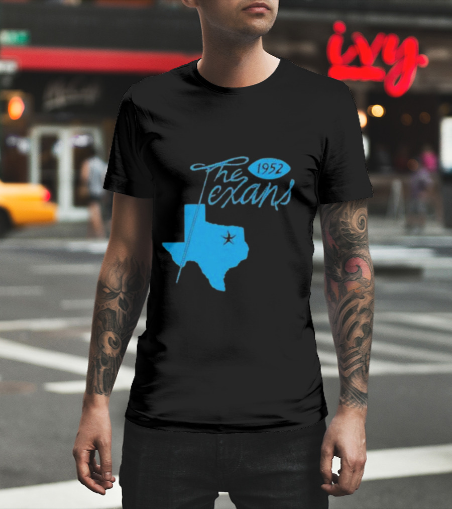 Dallas The Texans 1952 Texas Map Star T-Shirt
