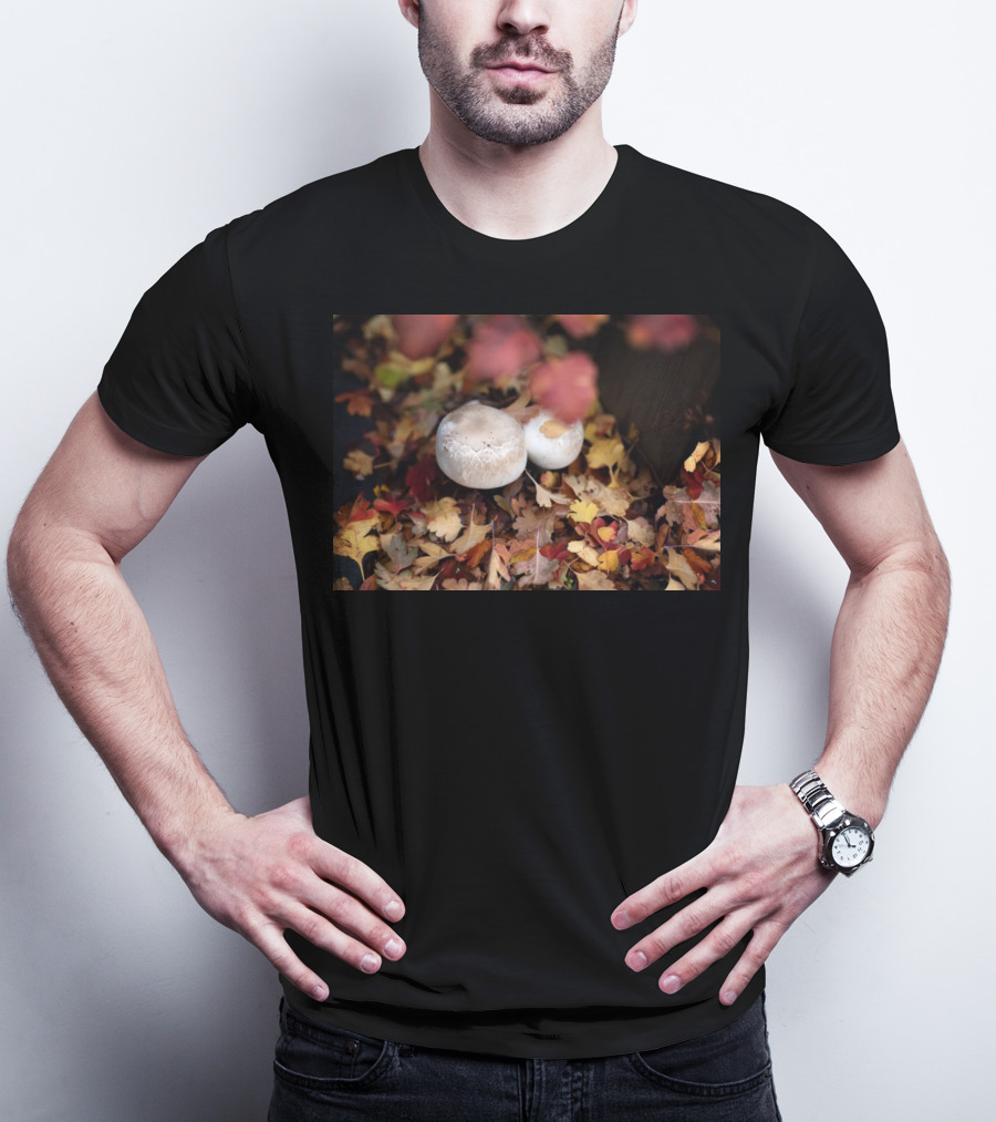 Autumn's Reward Mushrooms Amidst Fall Leaves T-Shirt