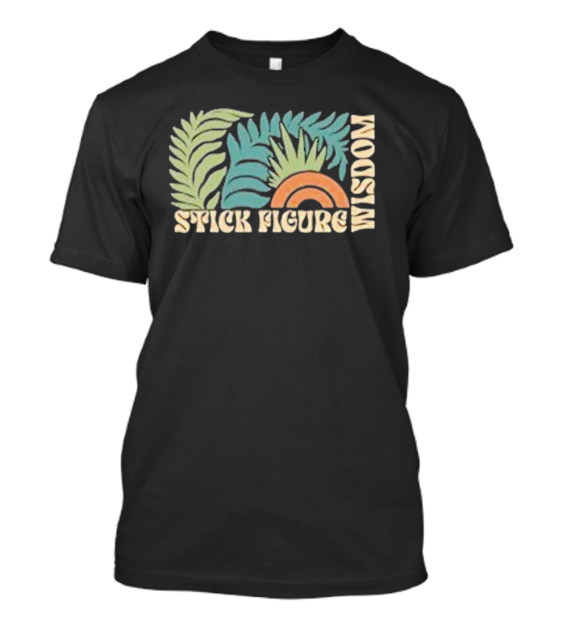 Stick Figure Wisdom Tropical Leaves Rainbow T-Shirt
