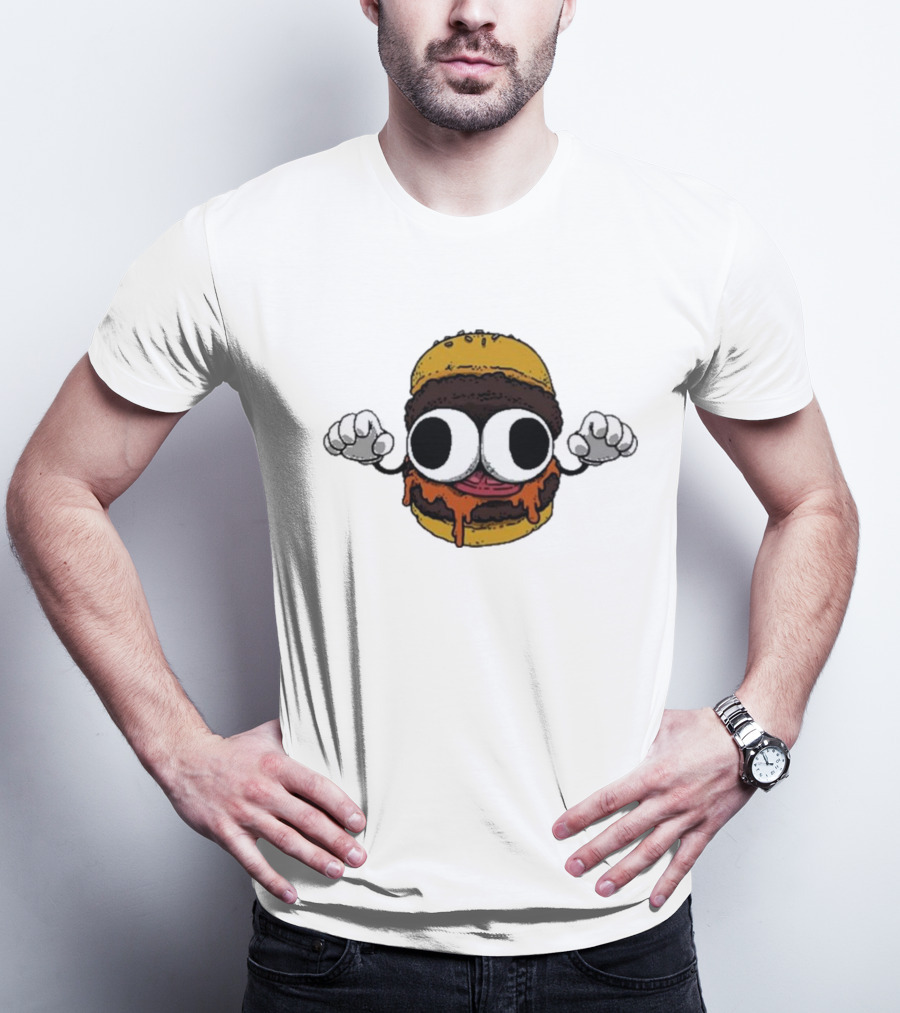Devolver Digital Burgermon Dripping Cheese Cartoon Character T-Shirt