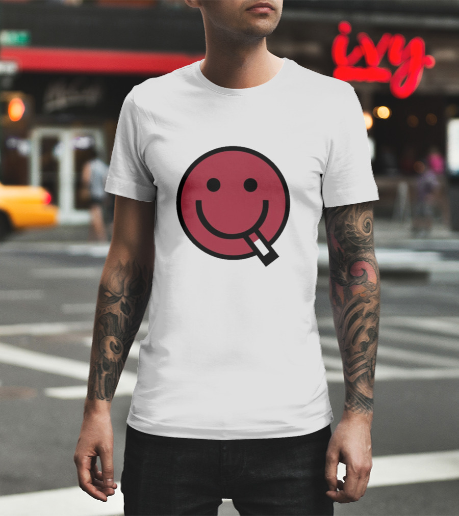 Devolver Digital Cyggy Smiley Face Icon With Cigarette T-Shirt