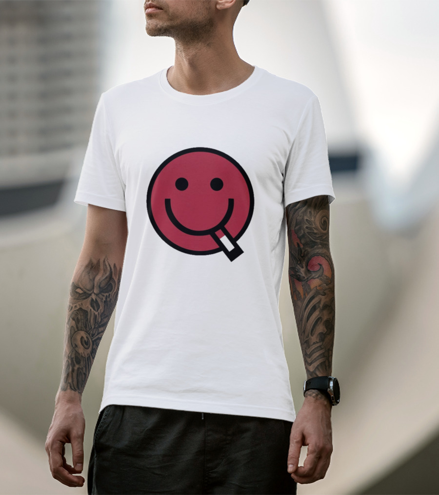 Devolver Digital Cyggy Smiley Face Icon With Cigarette T-Shirt