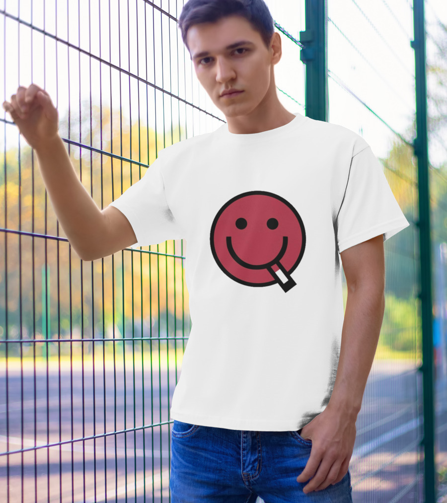 Devolver Digital Cyggy Smiley Face Icon With Cigarette T-Shirt