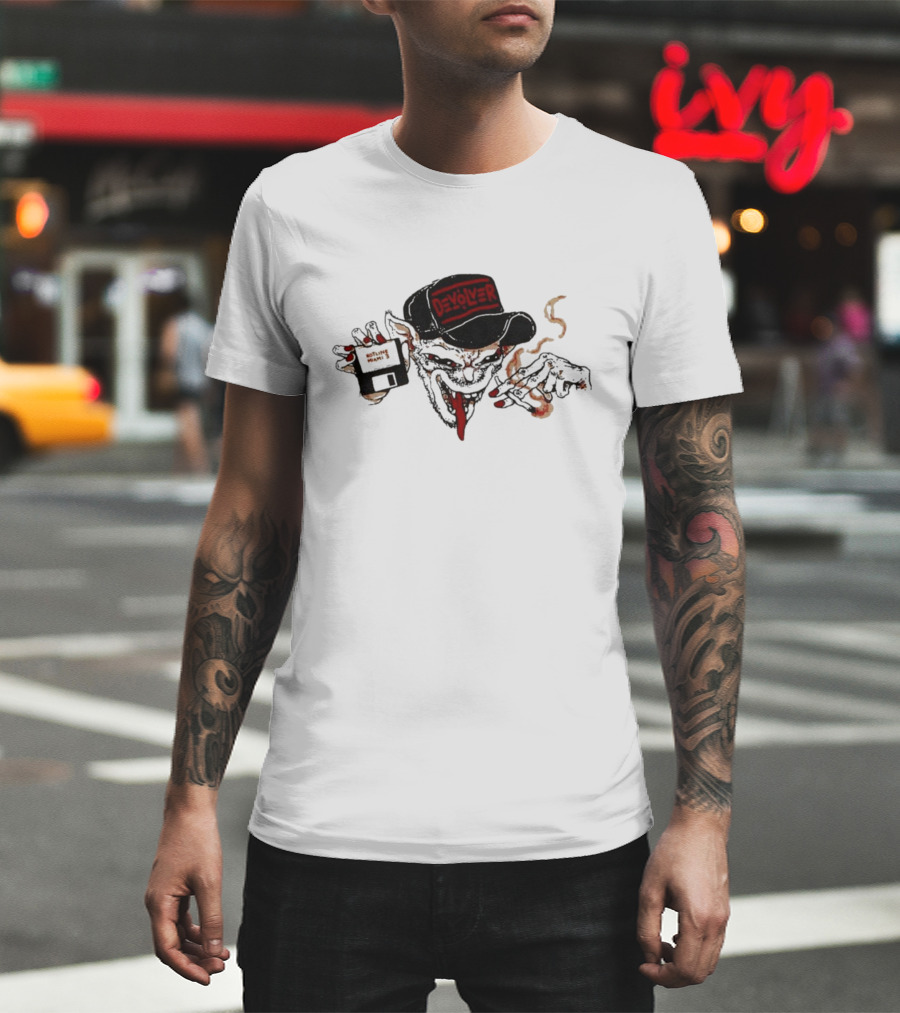 Devolver Goblin Smoking With Floppy Disk In Hand T-Shirt