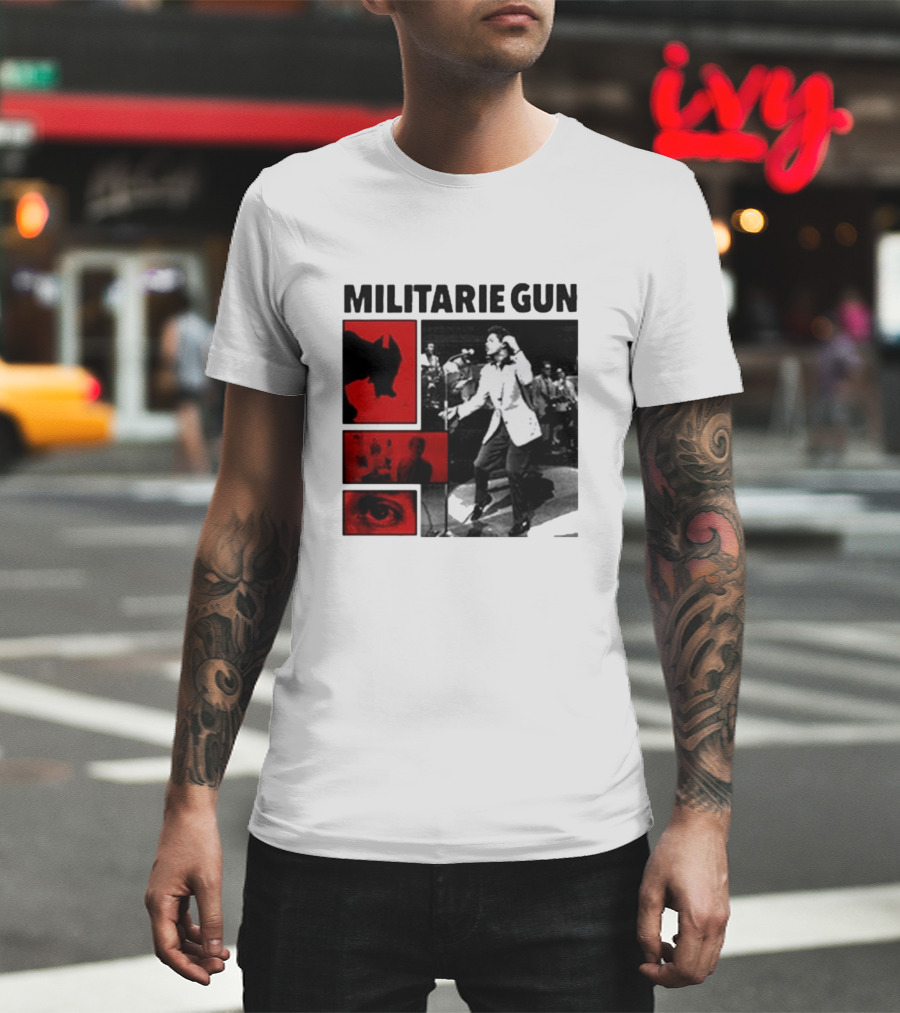 MILITARIE GUN Red Black Collage Performance T-Shirt