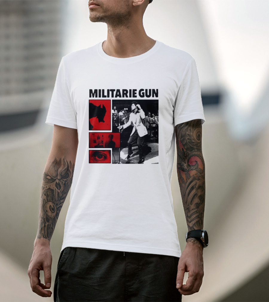 MILITARIE GUN Red Black Collage Performance T-Shirt