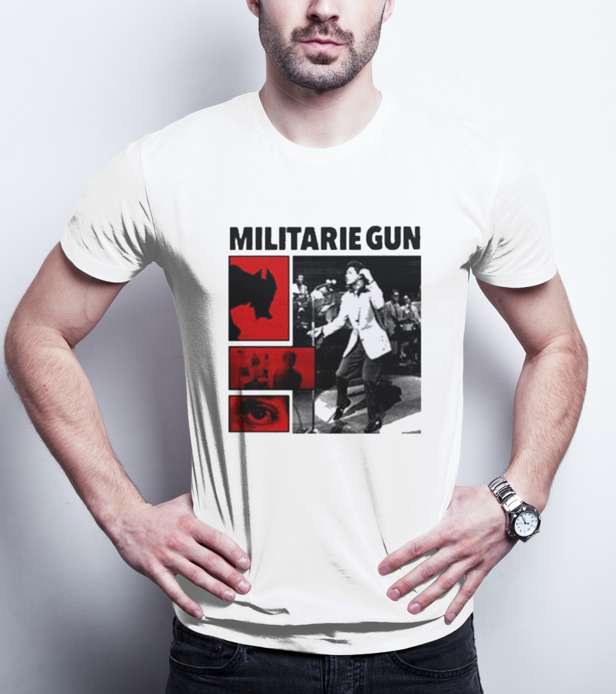 MILITARIE GUN Red Black Collage Performance T-Shirt