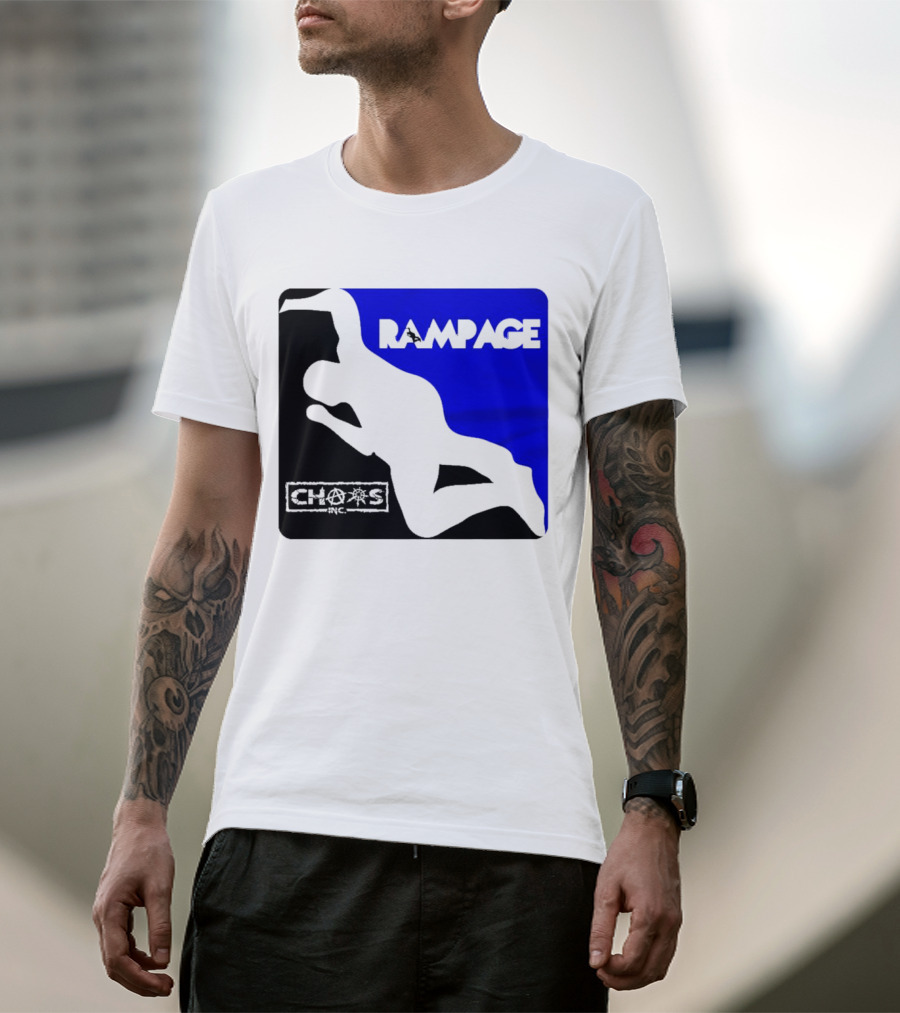 Rampage Chaos Inc Silhouette Blue Background T-Shirt