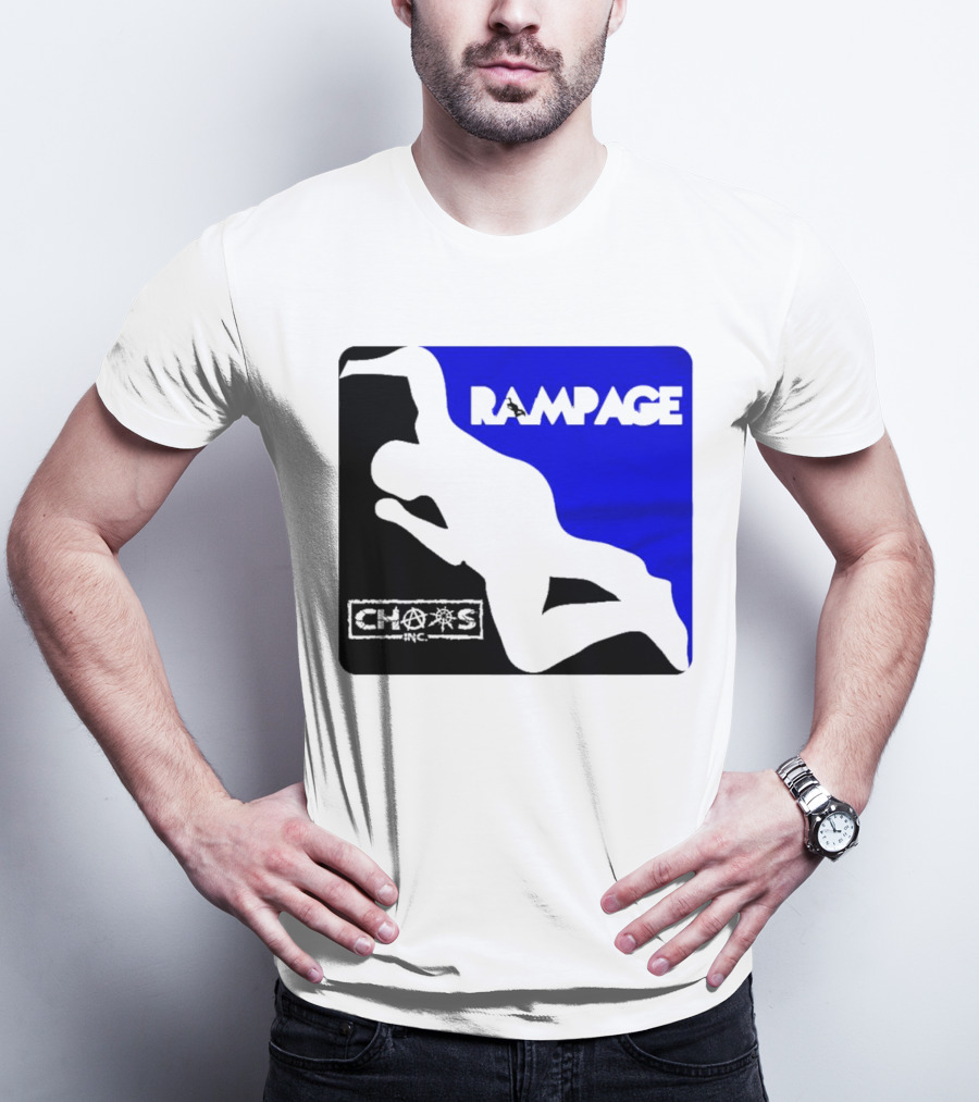 Rampage Chaos Inc Silhouette Blue Background T-Shirt