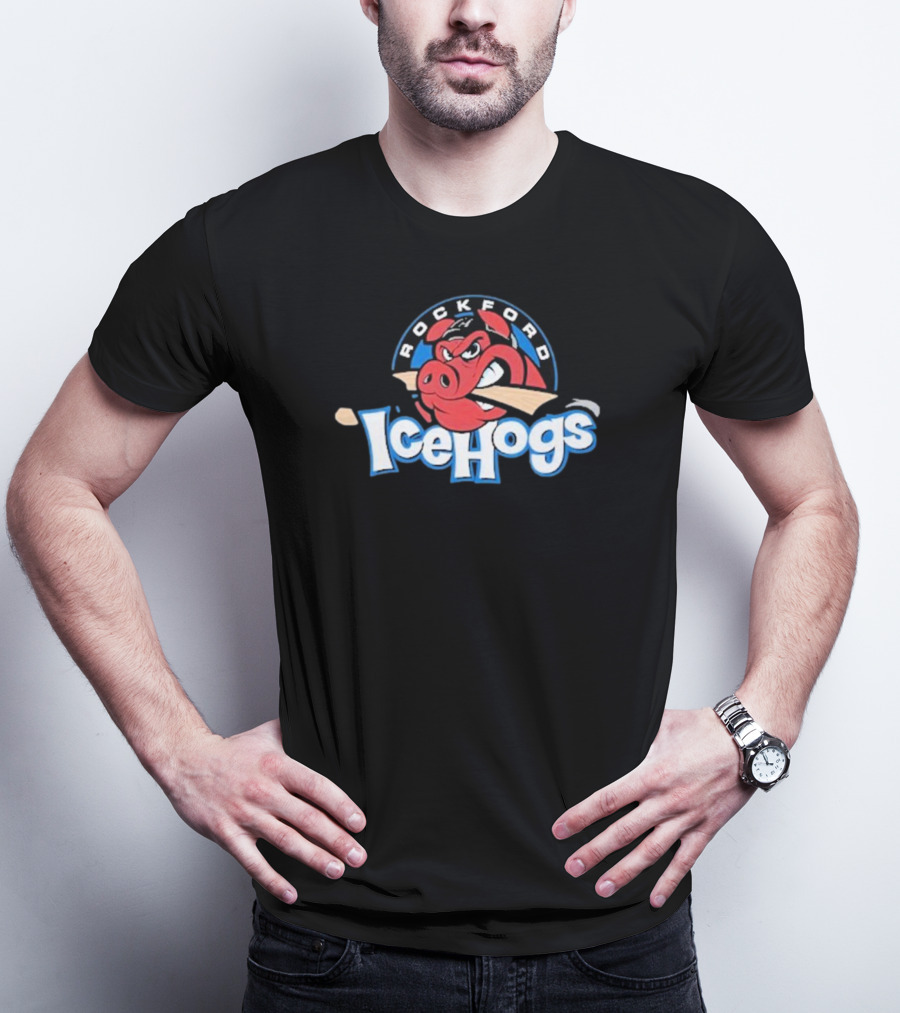 Rockford IceHogs Angry Hog Emblem Black T-Shirt