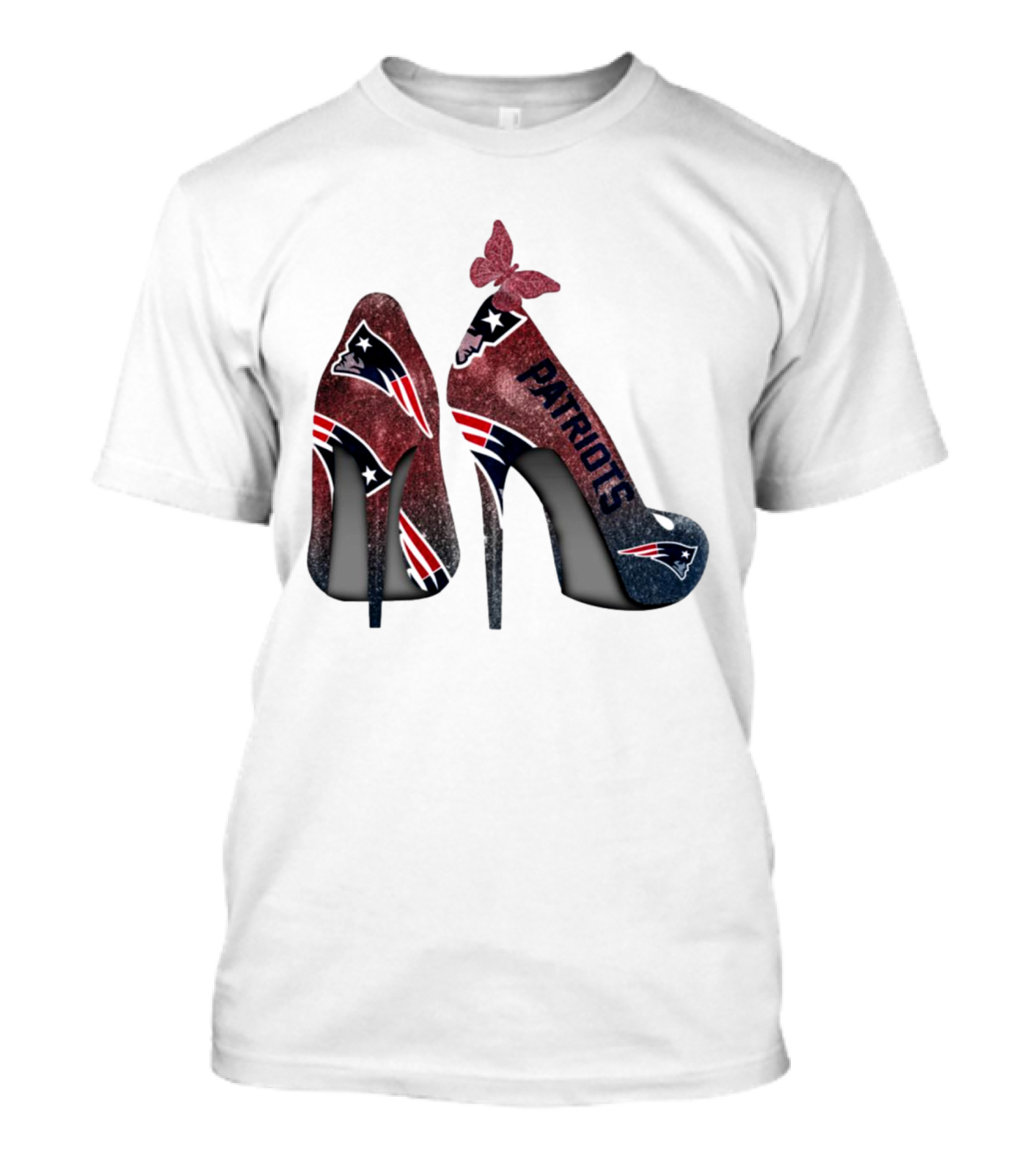 New England Patriots Glitter High Heel Butterfly T-Shirt