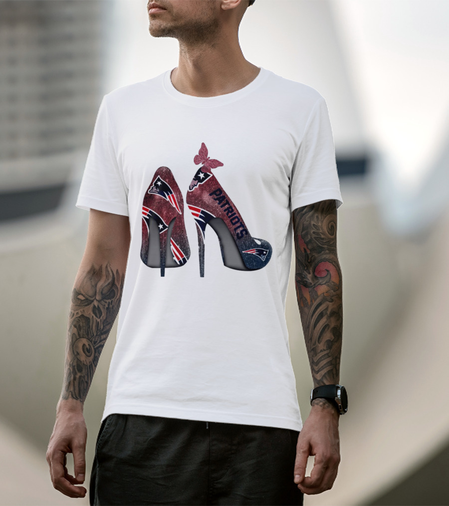 New England Patriots Glitter High Heel Butterfly T-Shirt