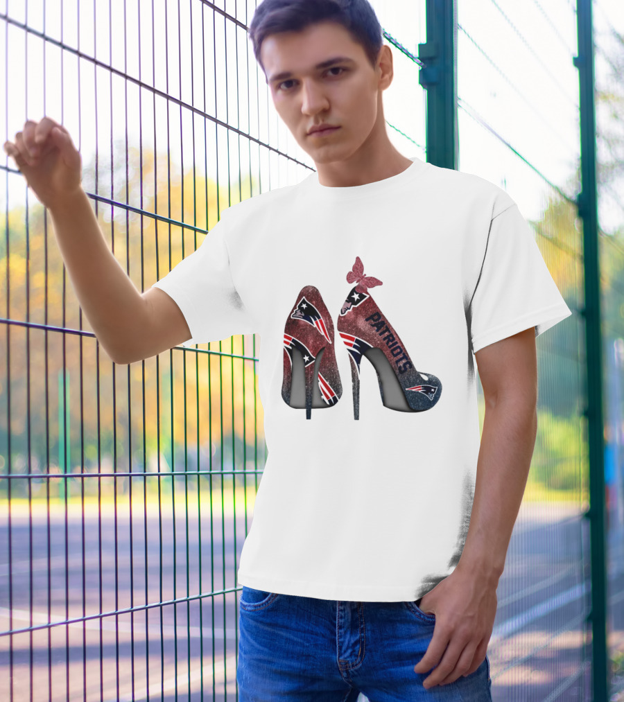 New England Patriots Glitter High Heel Butterfly T-Shirt