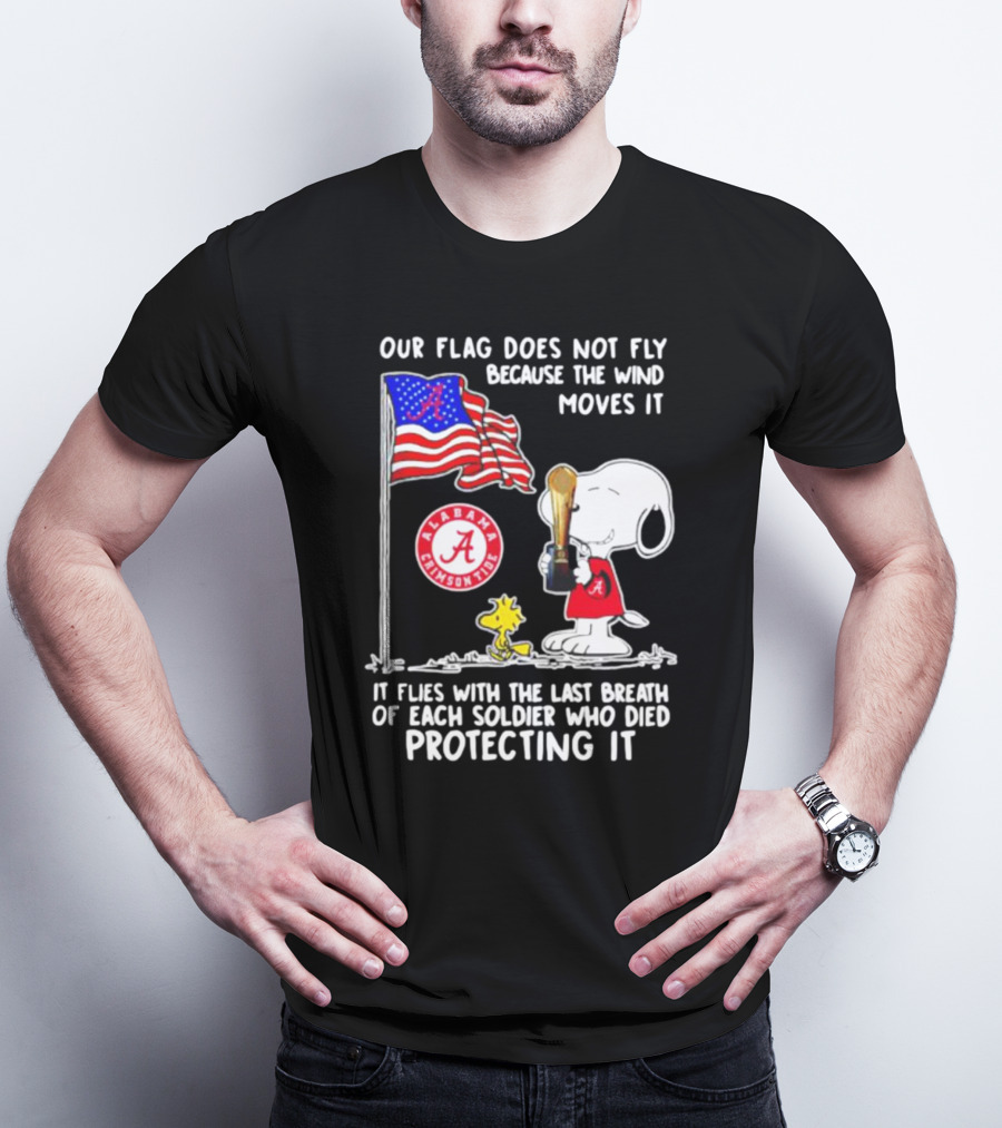 Our Flag Snoopy Alabama Crimson Tide Soldier Protecting T-Shirt