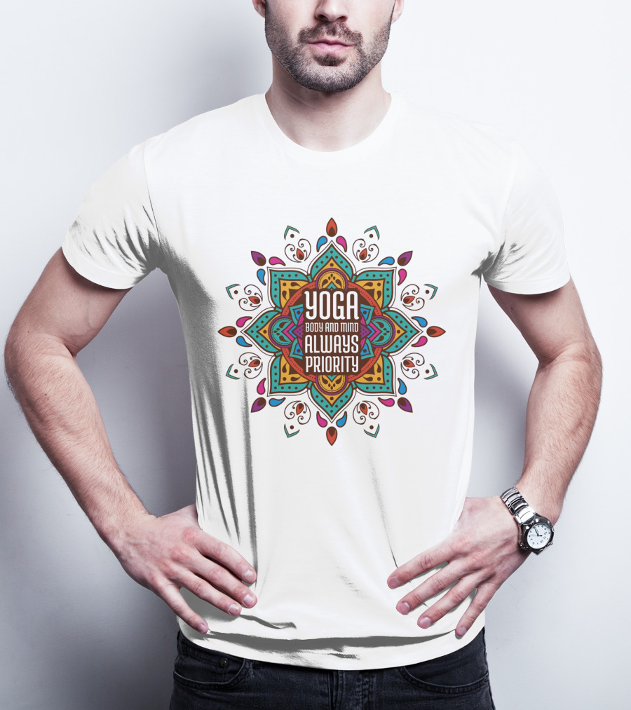 Mandala Yoga Happiness Within Always A Priority T-Shirt