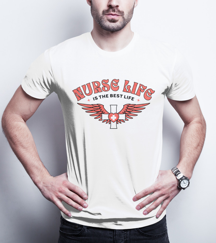 Nurse Life Is The Best Life Red Cross Wings T-Shirt