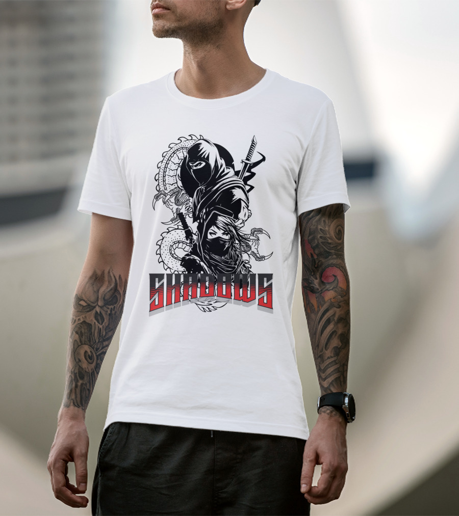 Shadows Ninja Warriors With Swords And Serpents T-Shirt