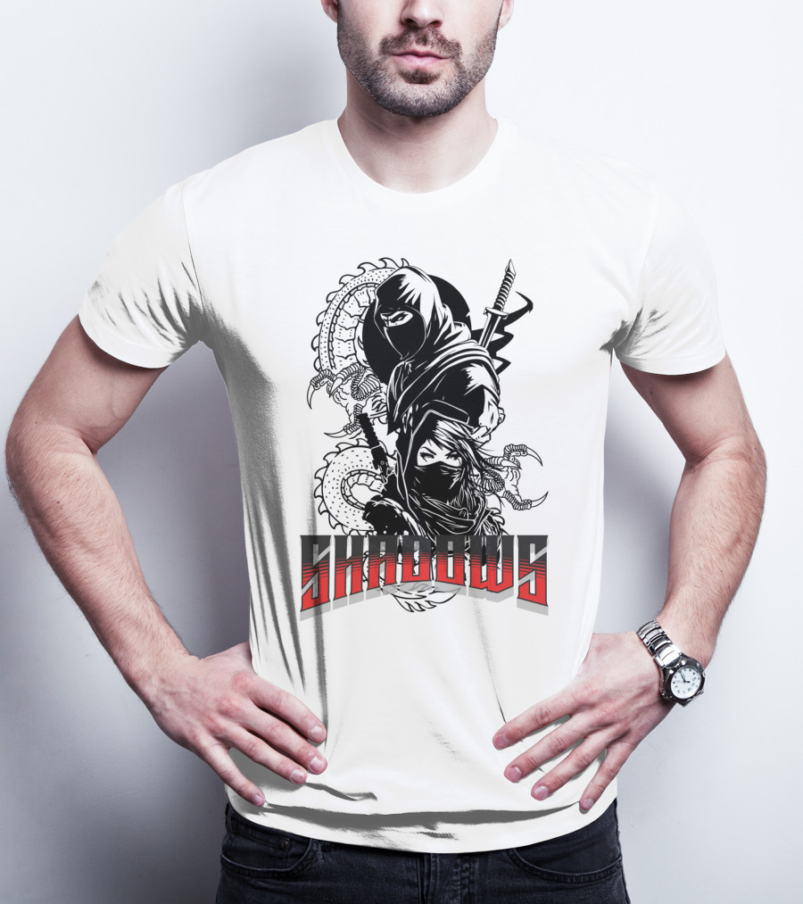 Shadows Ninja Warriors With Swords And Serpents T-Shirt