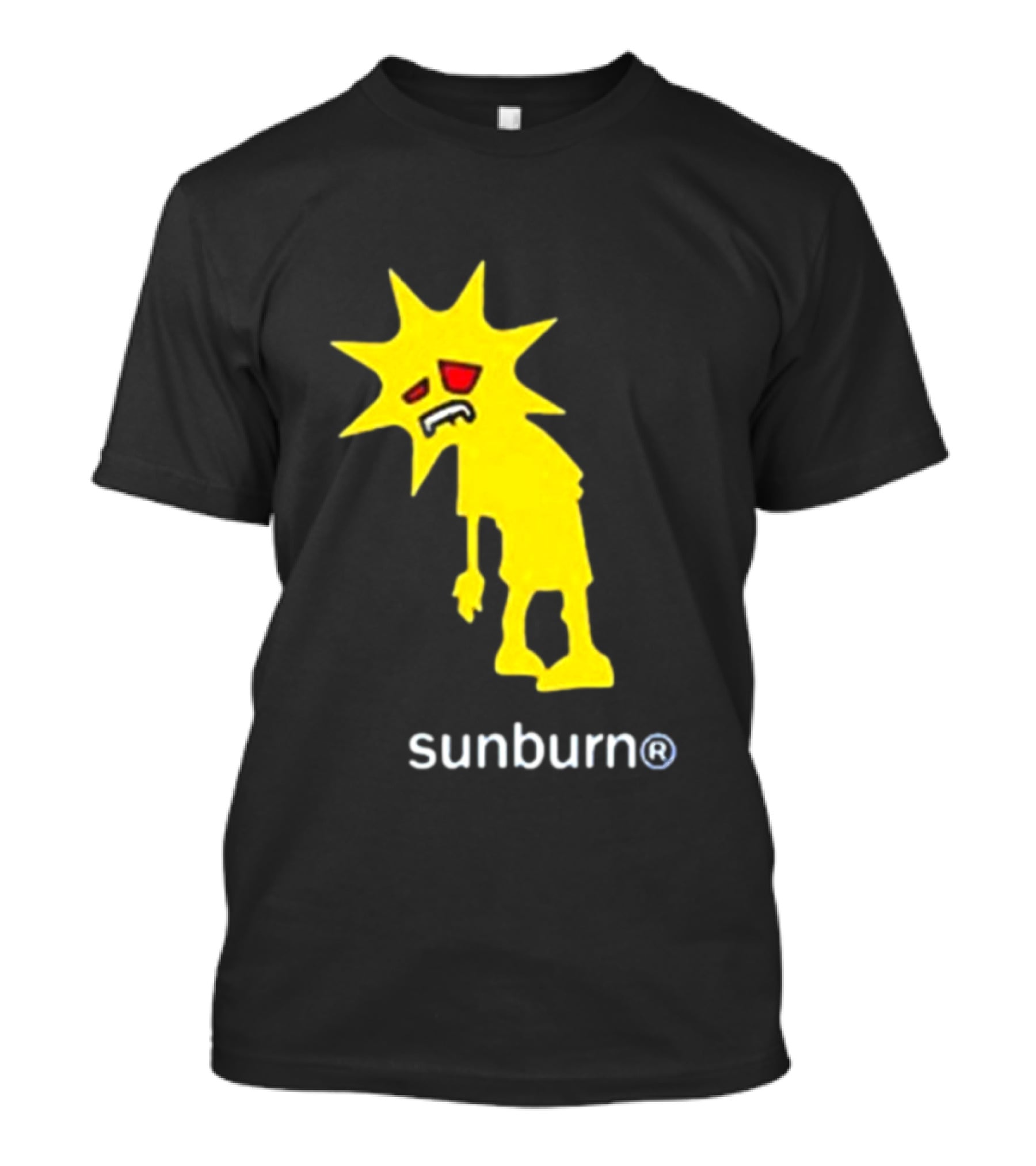 Sunburn Tired Cartoon Sun With Red Eyes And Trademark T-Shirt