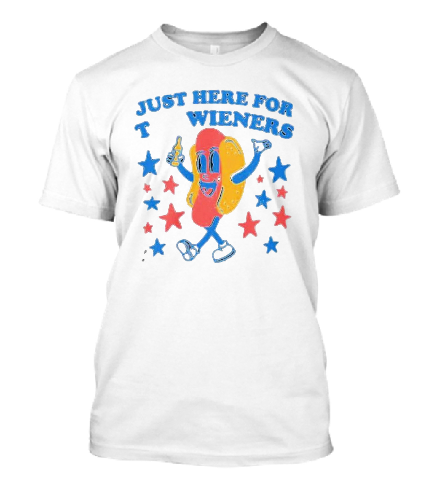 Just Here For The Wieners Starry Hot Dog With Thumbs Up T-Shirt