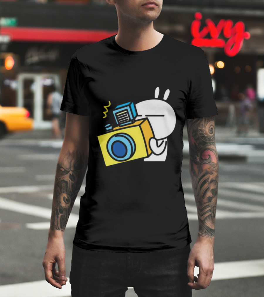 Tuzki Rabbit Camera Cartoon Character Photography T-Shirt