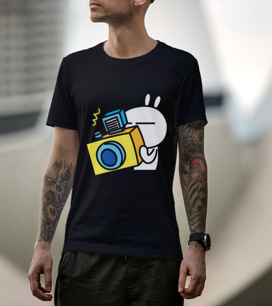 Tuzki Rabbit Camera Cartoon Character Photography T-Shirt