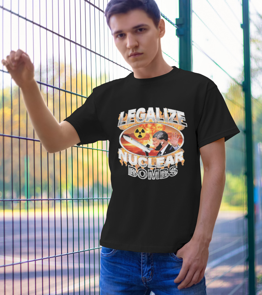 Legalize Nuclear Bombs Radiation Symbol Explosive Background T-Shirt