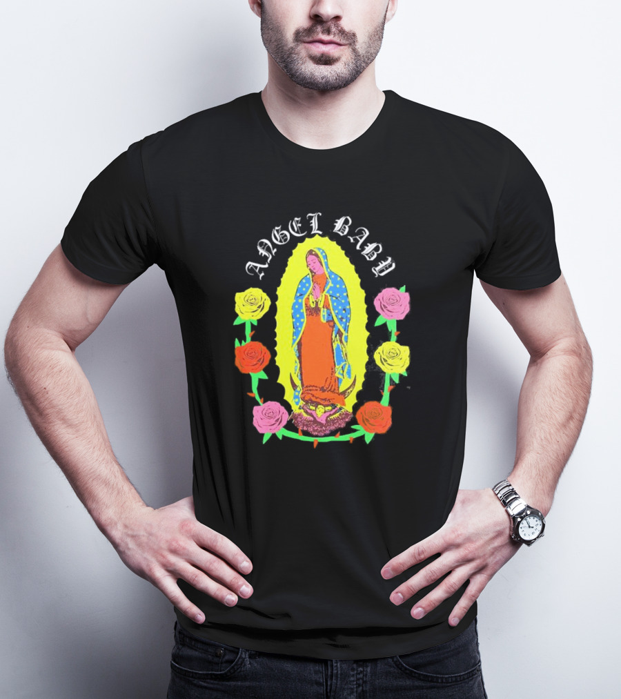 ANGEL BABY VIRGEN WITH COLORFUL ROSES T-Shirt